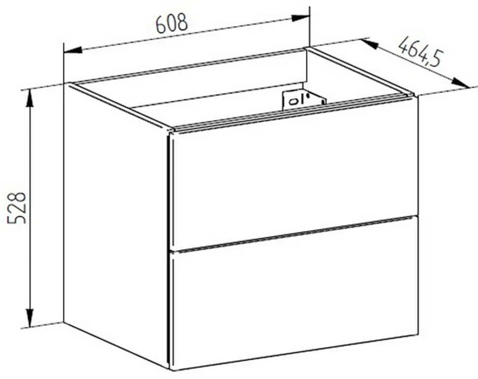 Mereo Mereo, Aira, koupelnová skříňka s keramickým umyvadlem 61 cm, bílá, dub, šedá, CN720