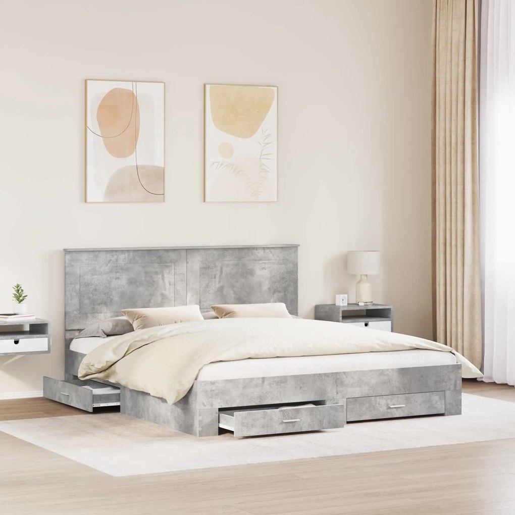 Rám postele s čelo Betonově šedá 180 x 200 cm Kompozitní dřevo 3409618