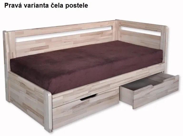 MRAVA, s.r.o. Rozkládací jednolůžko KOMBI výsuv ROZMĚR: 90 x 200 cm - levé boční čelo