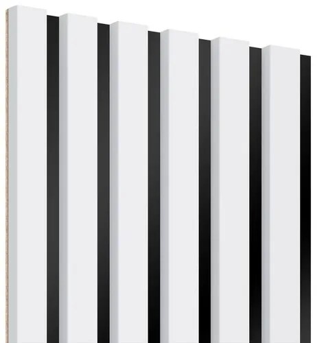Akustické panely š. 120 cm na černé desce HDF - Bílá na černé desce