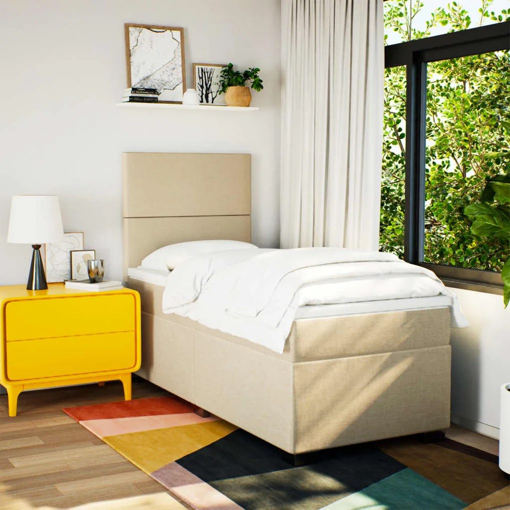Box spring postel s matrací krémová 90x190 cm textil 3290341