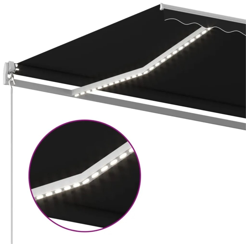 vidaXL Marketos Ručně zatahovací markýza s LED světlem 400 x 350 cm antracitová