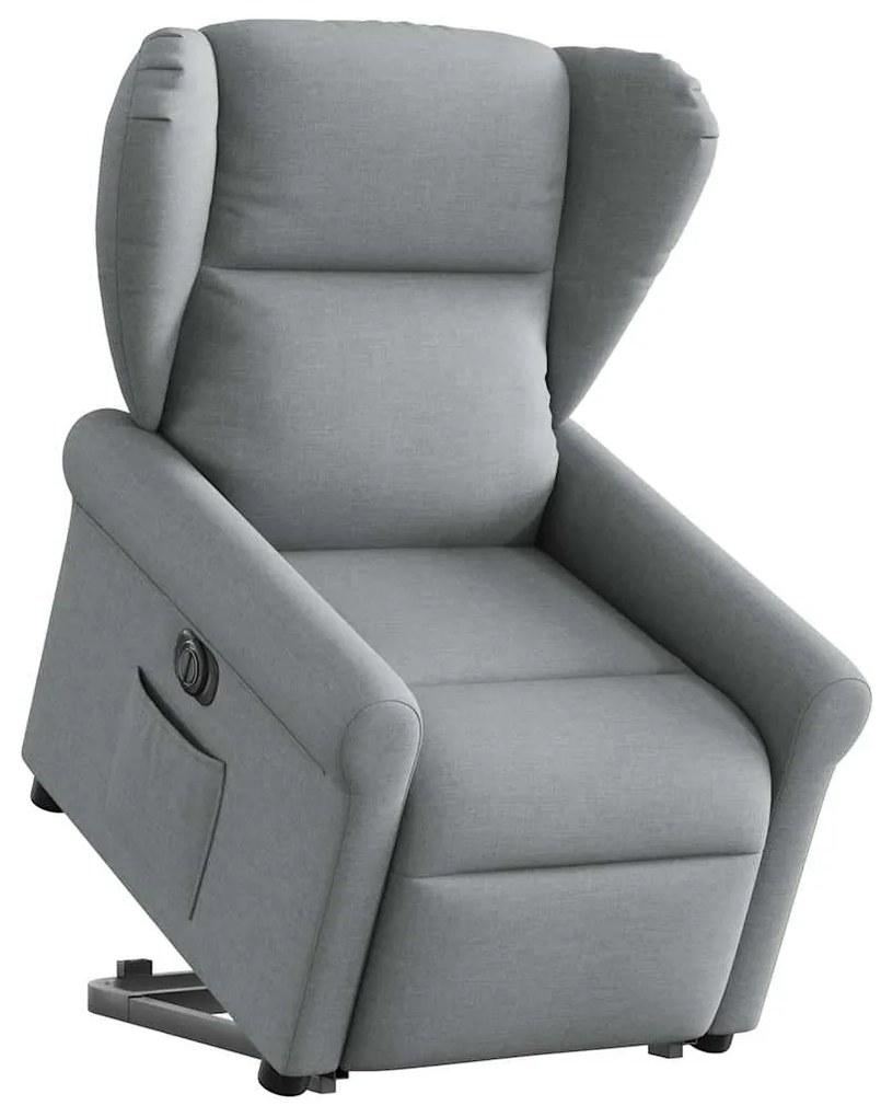 Elektrické zvedací polohovací křeslo světle šedé textil 3303394