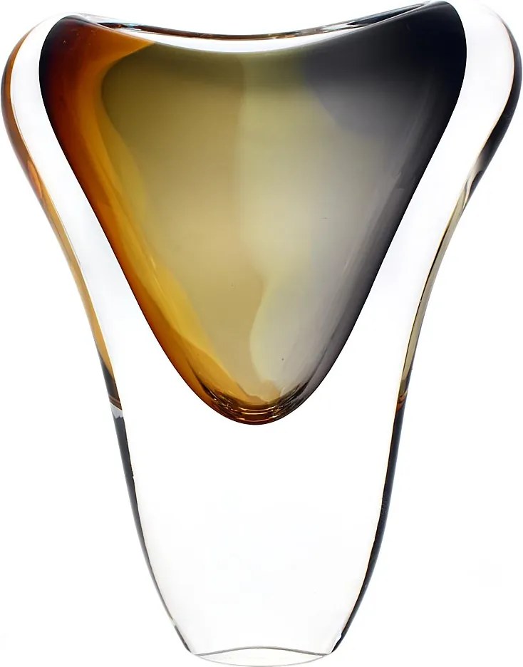 Skleněná hutní váza model 05, zlatý topaz a kouřově černá, 15 cm | České hutní sklo od Artcristal Bohemia