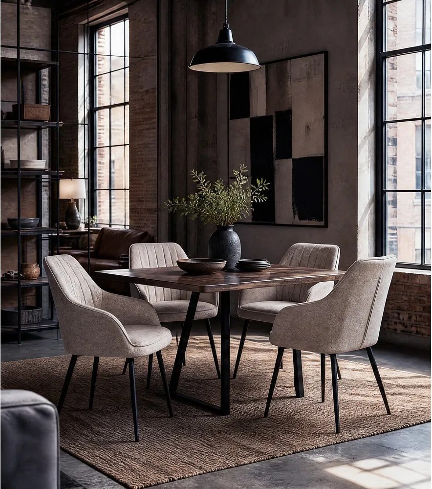 Béžové čalouněné jídelní křeslo s područkami Nolan – Unique Furniture