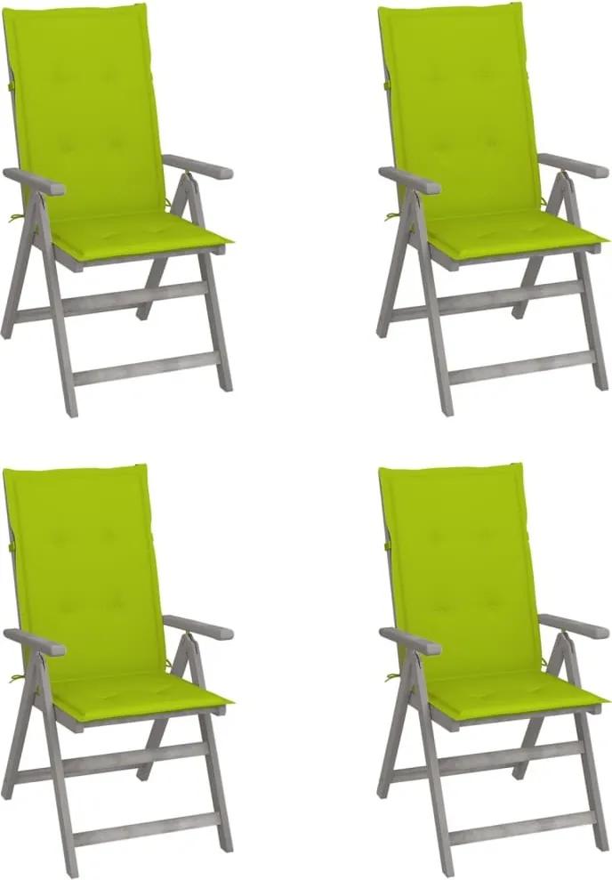 vidaXL Zahradní polohovací židle s poduškami 4 ks masivní akácie [3065377] Barva: Zelená