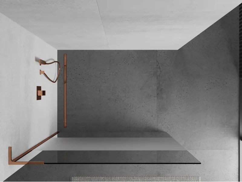 Mexen Kioto L, sprchová zástěna Walk-In 80 x 200 cm, 8mm čiré sklo-námraza, růžové zlato profil, 800-080-103-60-35
