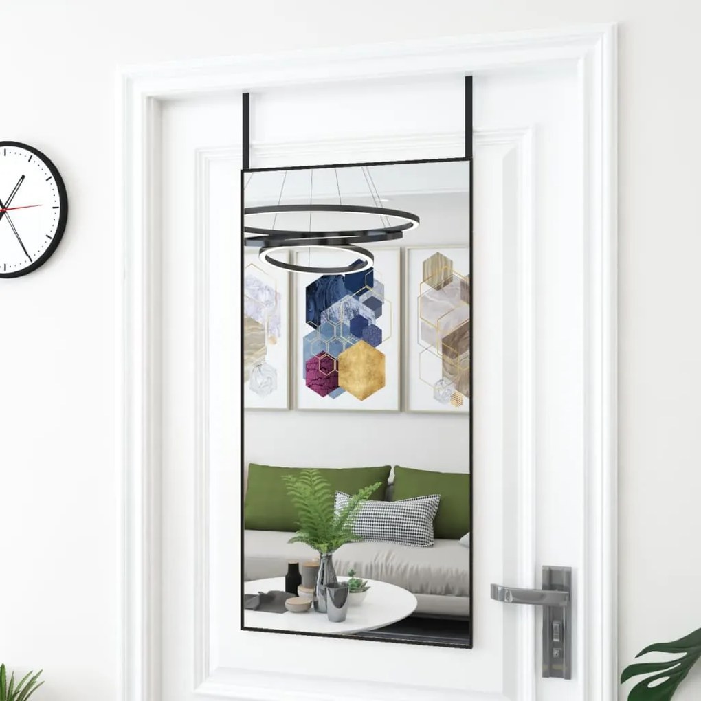Zrcadlo na dveře černé 50 x 100 cm sklo a hliník 327411