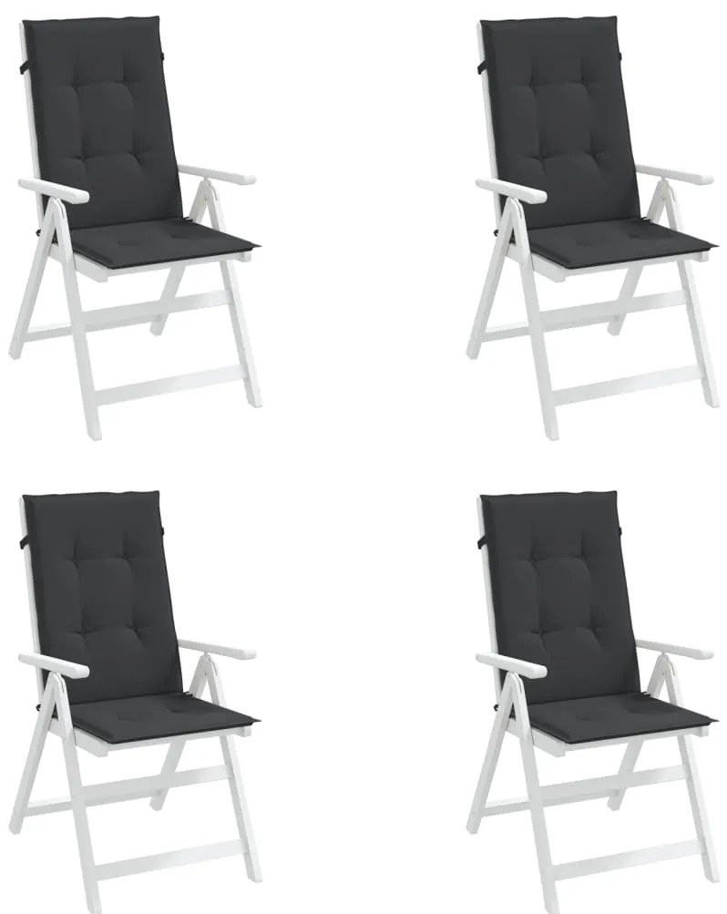 Podušky na židli vysoké opěradlo 4 ks černé 120x50x3 cm textil - Default Title