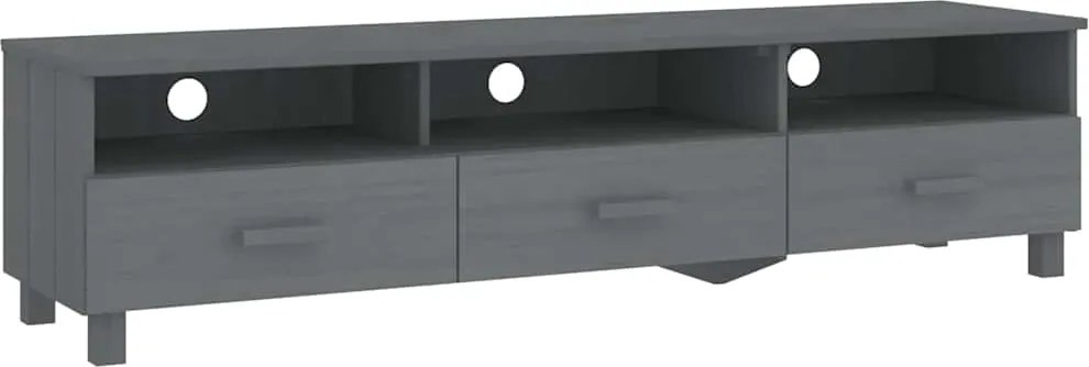 TV stolek HAMAR tmavě šedý 158 x 40 x 40 cm masivní borovice 340474