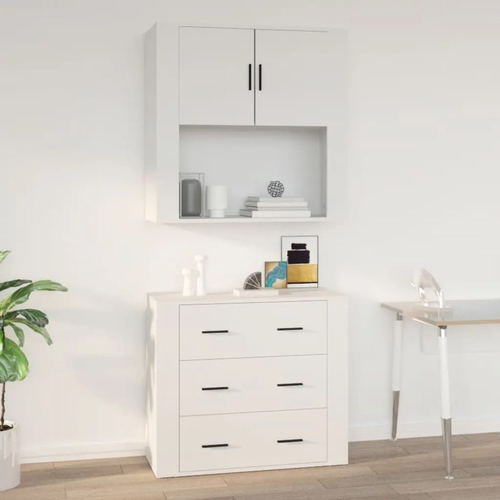 Nástěnná Skříňka Bílá 80X33X80 Cm Kompozitní Dřevo