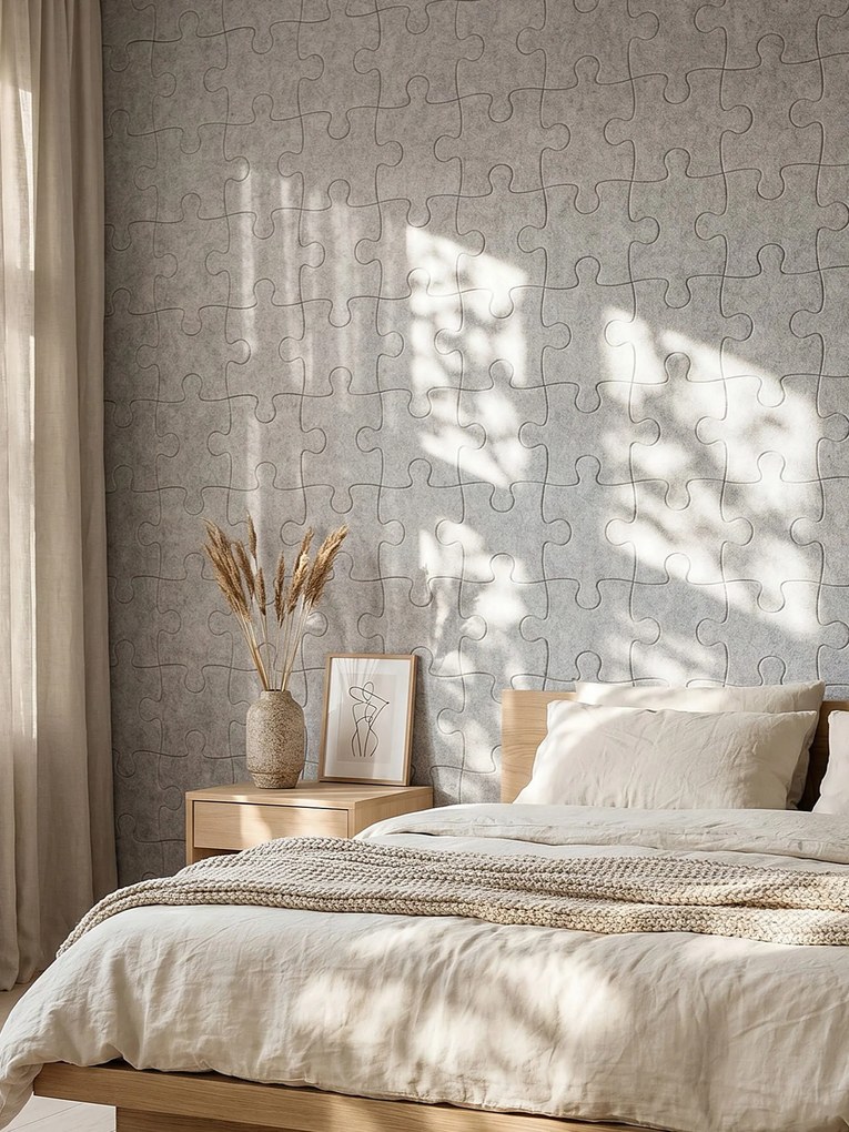 Sinsay - Sada plstěných nástěnných panelů ve tvaru puzzle 9 pack - šedá
