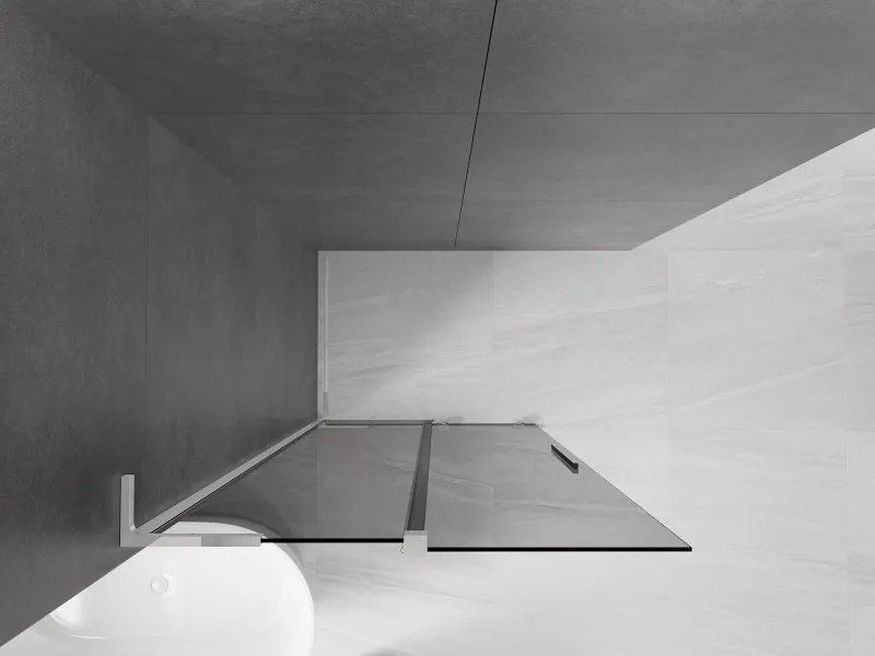 Mexen Velar L, posuvná sprchová zástěna Walk-in 100 x 200 cm, 8mm šedé sklo, chromová, 871-100-003-43-01