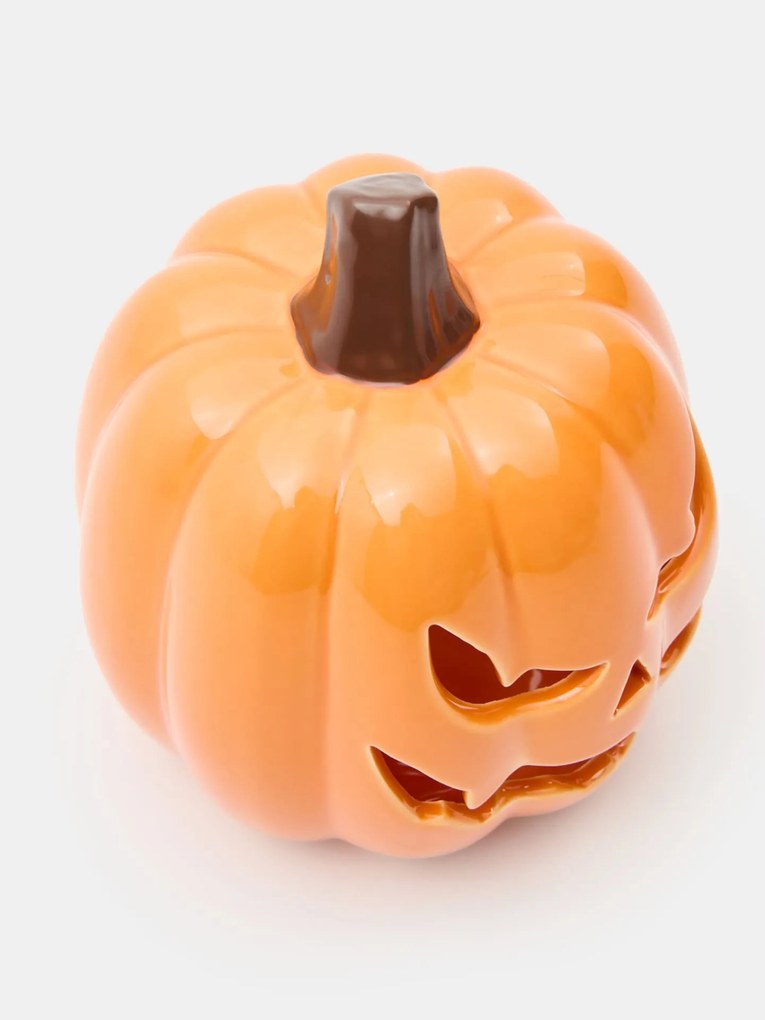 Sinsay - Halloweenská keramická lucerna na čajovou svíčku ve tvaru dýně - oranžová