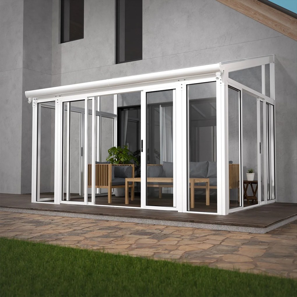 Juskys Zimní zahrada s akrylátovým zasklením Barva: tmavě šedá, Velikost: 550 × 300 cm