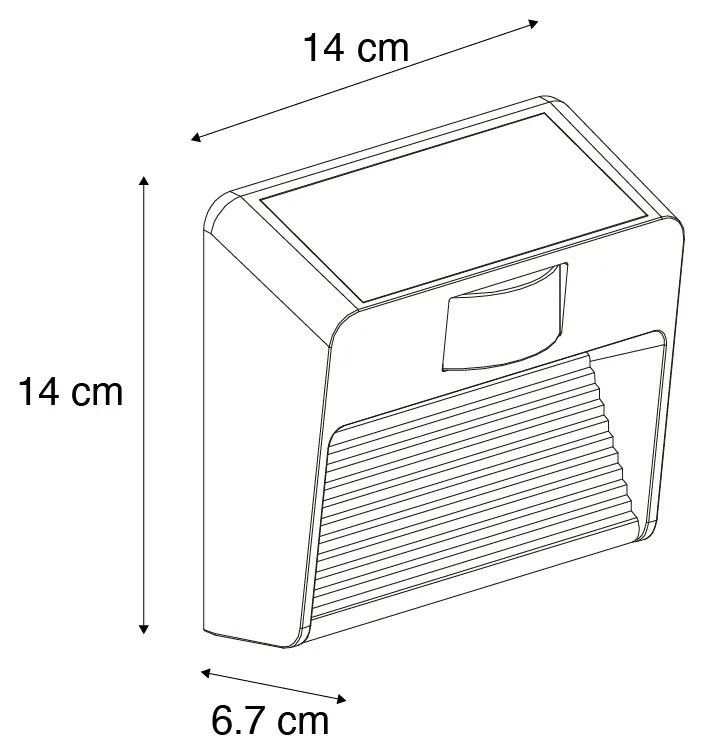 Nástěnné svítidlo černé vč. LED IP54 s pohybovým senzorem solární - Border