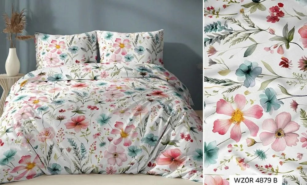 Povlečení 140x200 s barevnými květy se zapínáním na zip Karo Satin