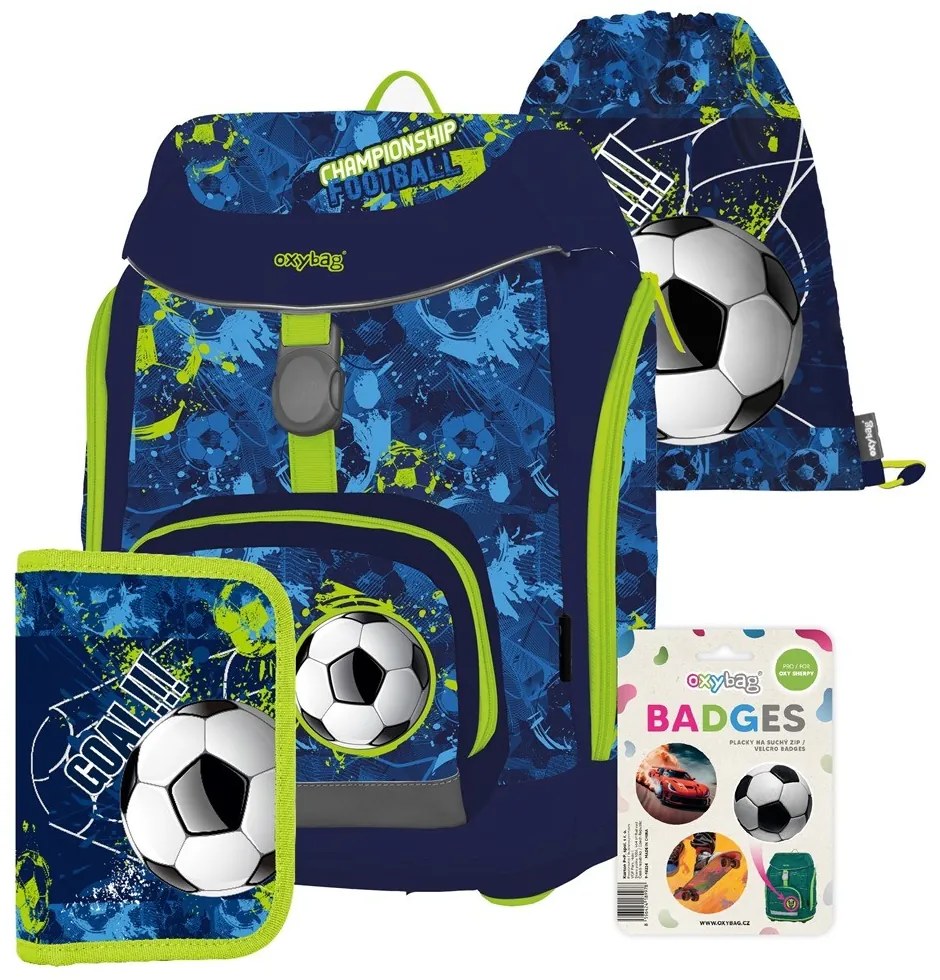 Oxybag OXY SHERPY - školní set Fotbal 4 ks: batoh, penál, sáček, placky