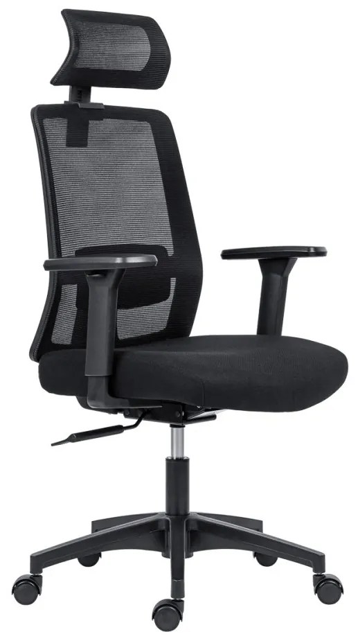 Kancelářská ergonomická židle DELFO — síť / látka, černá