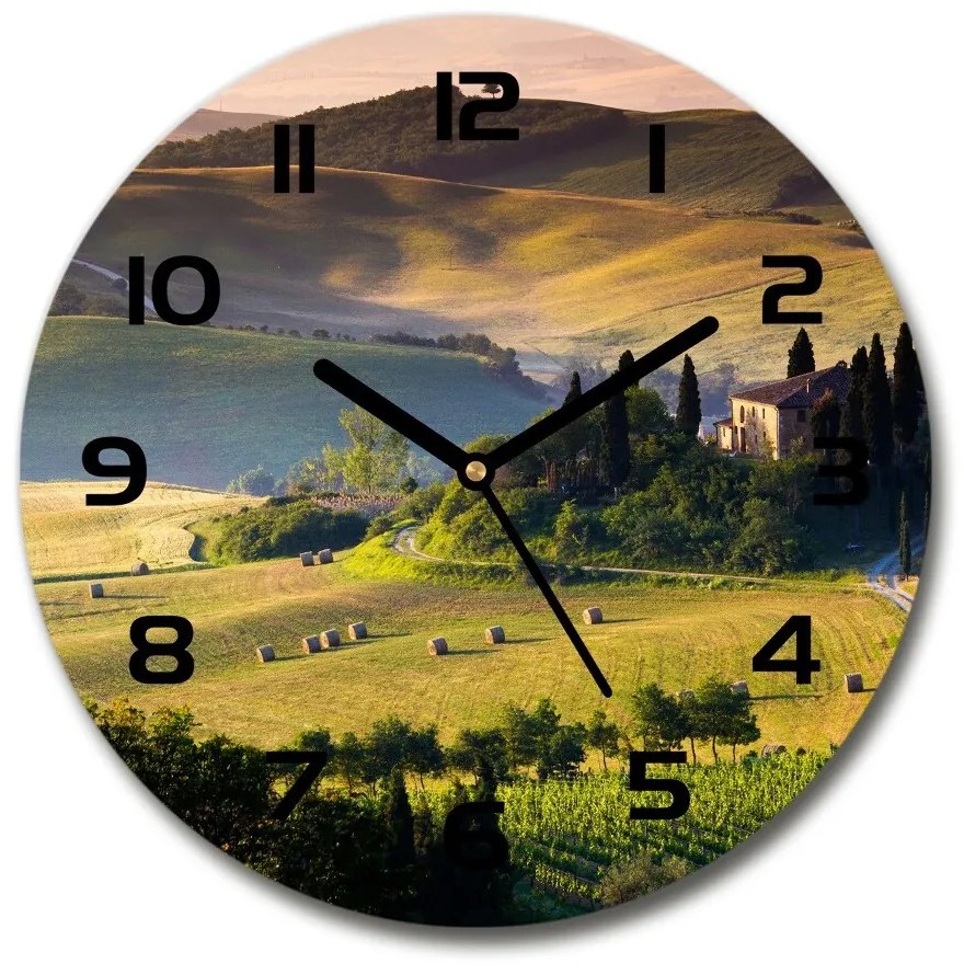 Wallmuralia Skleněné hodiny kulaté Toskánie Itálie fi 30 cm