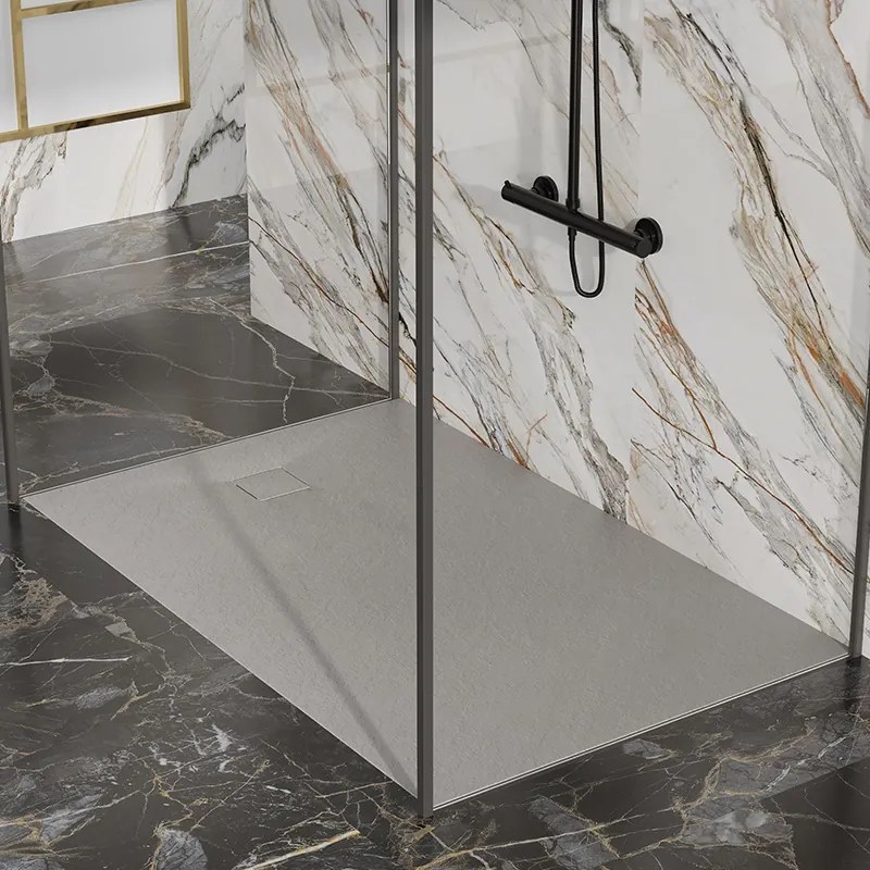 BPS-koupelny Obdélníková akrylátová sprchová vanička HYD-OSV-RIKO 100x70 šedá