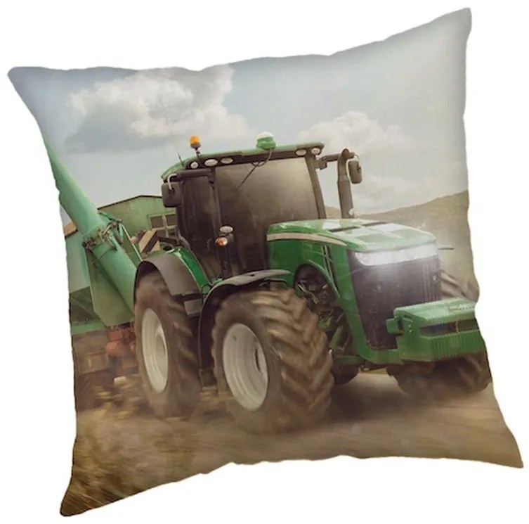 JERRY FABRICS Polštářek Traktor green Polyester, 40/40 cm