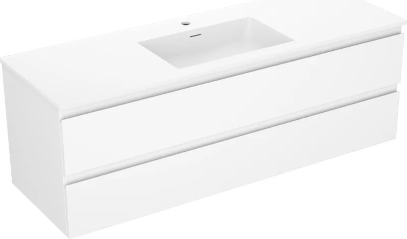 Mexen Orio, koupelnová skříňka 140 cm s umyvadlem Otis, 2 zásuvky, bílá matná, 91A10-14047-2-BFF01-W18M01