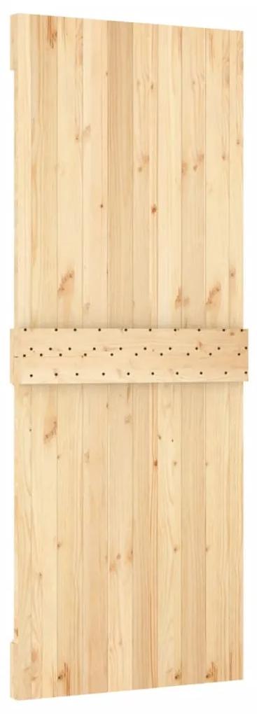 Posuvné dveře s kováním 80 x 210 cm masivní borové dřevo,  3203133