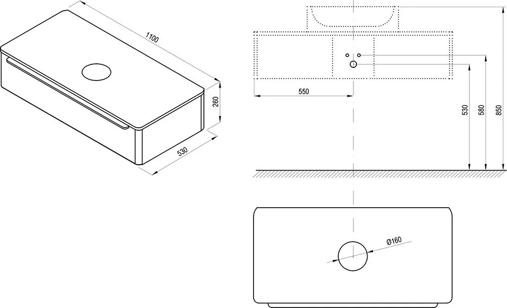 Ravak Skříňka pod umyvadlo š. 110 cm,   bílá  SUD 1082   X000001082 SUD 1082