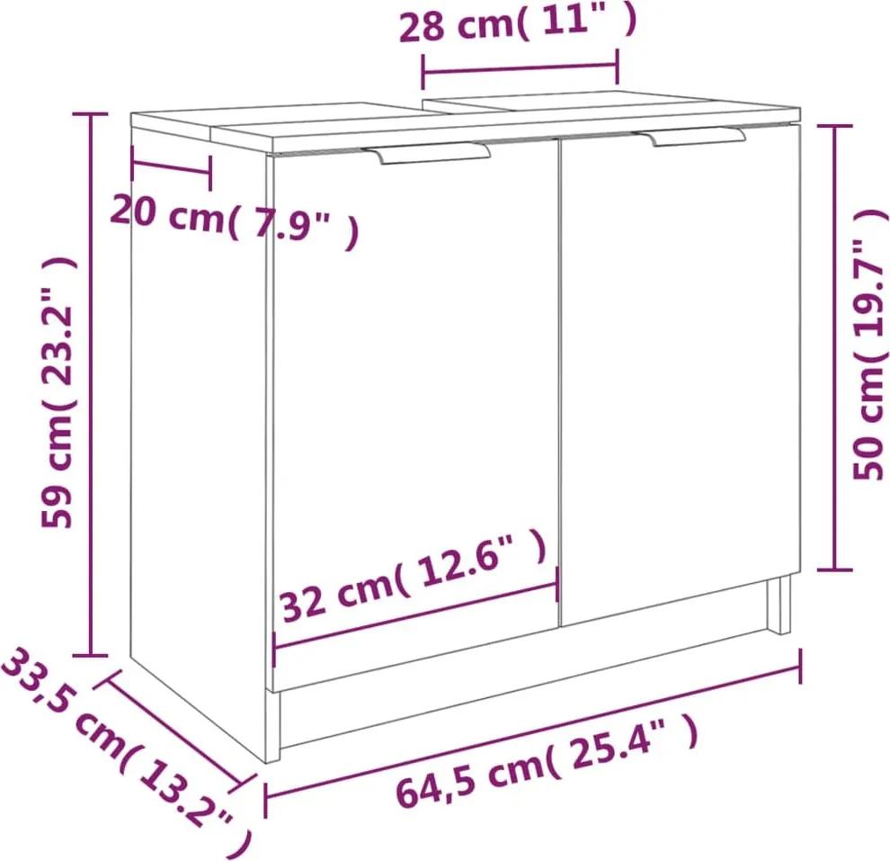 vidaXL Koupelnová skříňka bílá 64,5 x 33,5 x 59 cm kompozitní dřevo [811304]