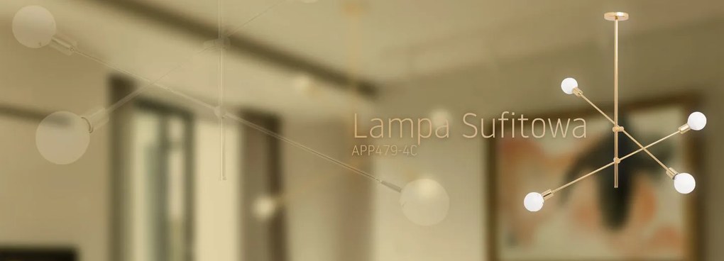 Toolight - Nastavitelná stropní lampa dvouramenná 4xE27 60W APP479-4C, zlatá, OSW-00611
