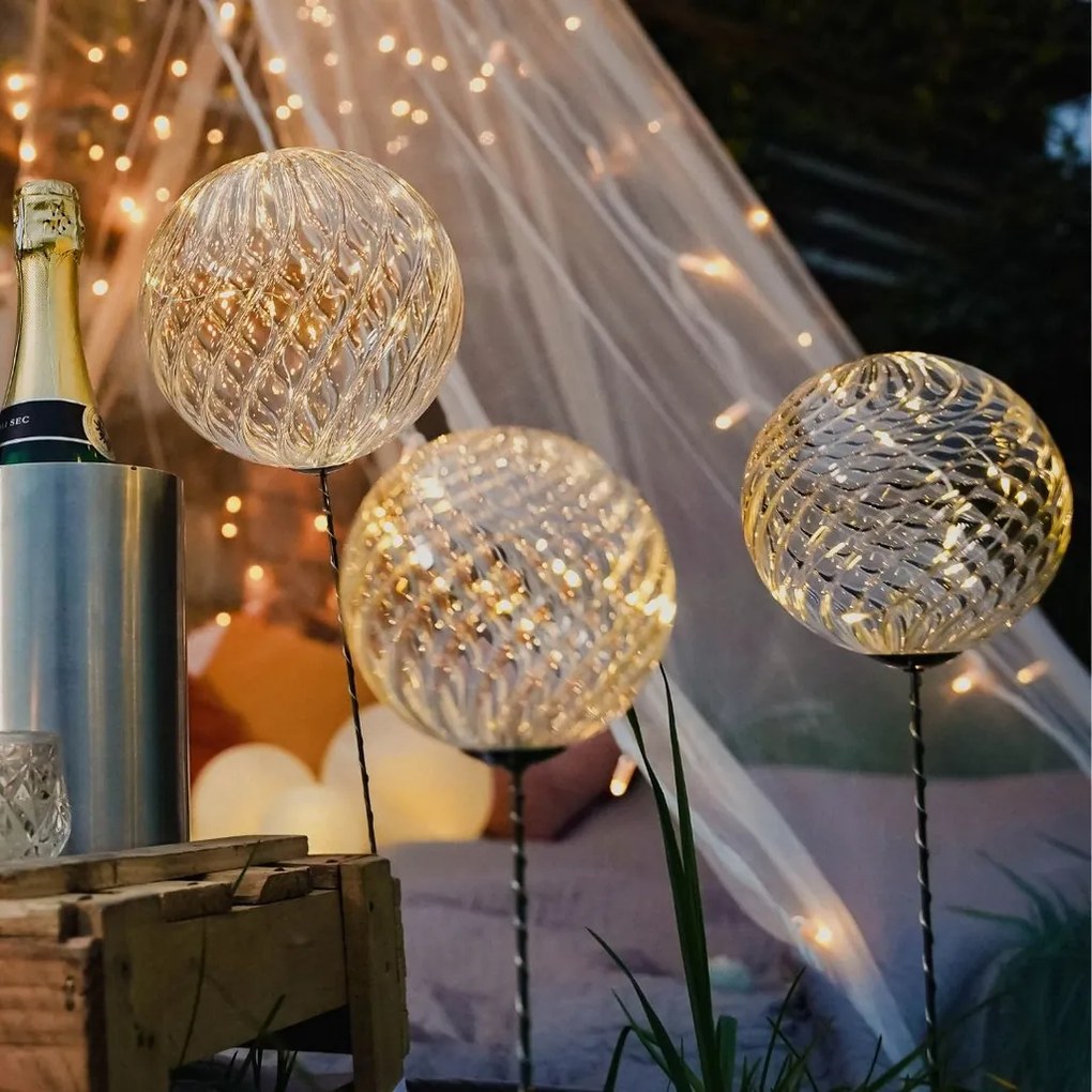 LED svítící koule Trio Mega, výška 41/47/58 cm, čiré sklo, na baterie AA, interiér, balení 3 ks