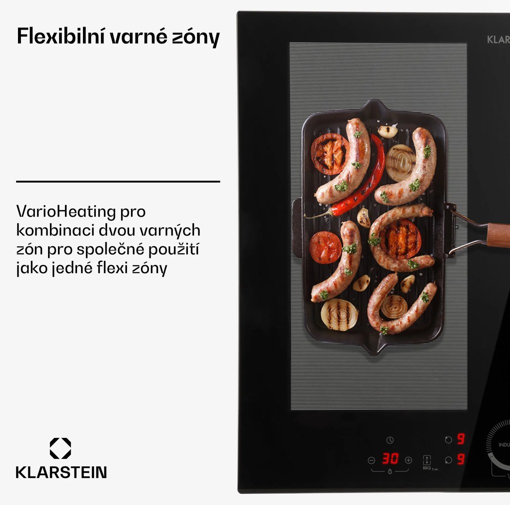 Klarstein Delicatessa 60 Hybrid, indukční varná deska, 7000 W, 4 zóny, černá