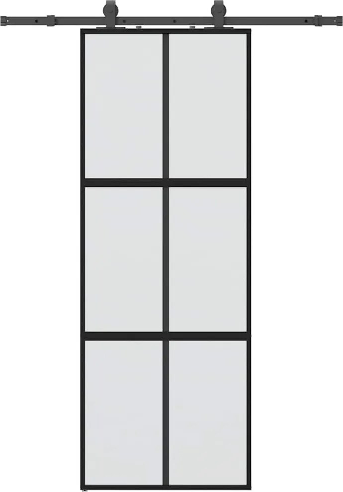 Posuvné dveře se sadou kování černé 76x205 cm Tvrzené sklo 3375914