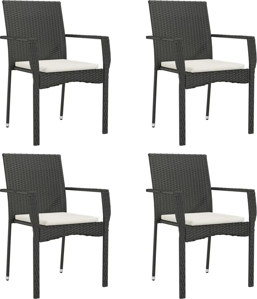 5dílný zahradní jídelní set s poduškami černý polyratan 3185121