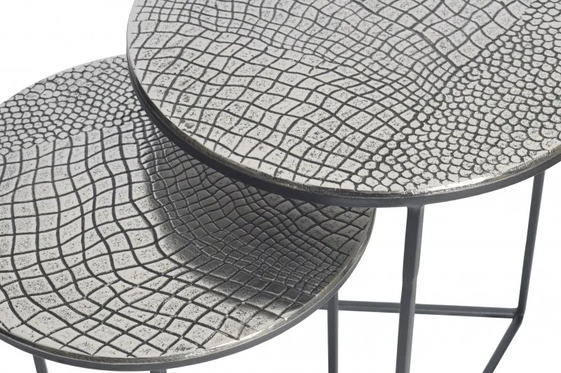 Konferenční stolek Elements Crocodile set 2ks 60cm stříbro/ 43493