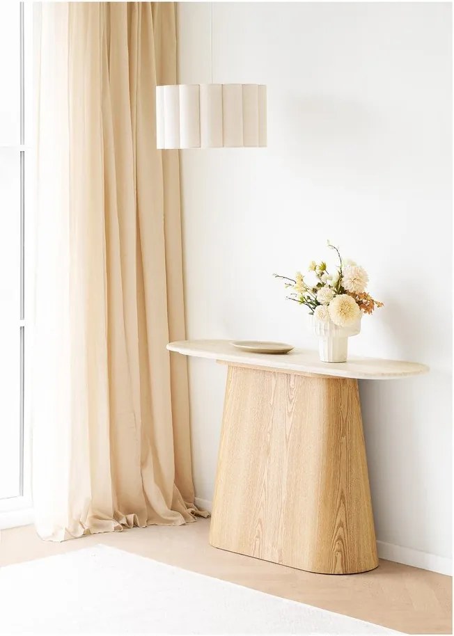 Krémový/v přírodní barvě konzolový stolek s deskou z kamene 40x130 cm Larvik – House Nordic