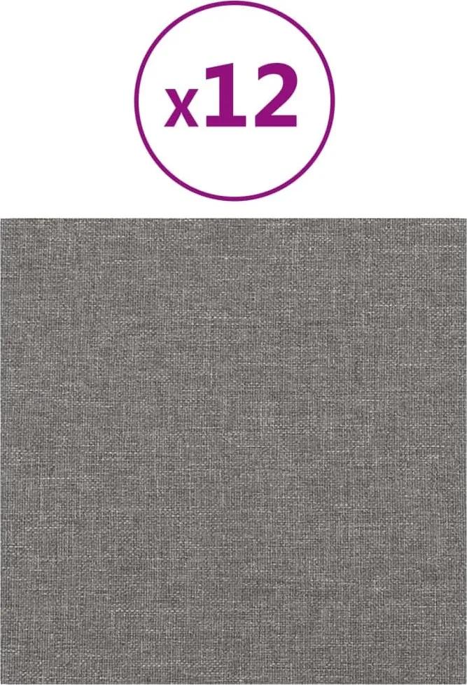 vidaXL Nástěnné panely 12 ks 30 x 30 cm textil 1,08 m² [343789] Barva: světle šedá