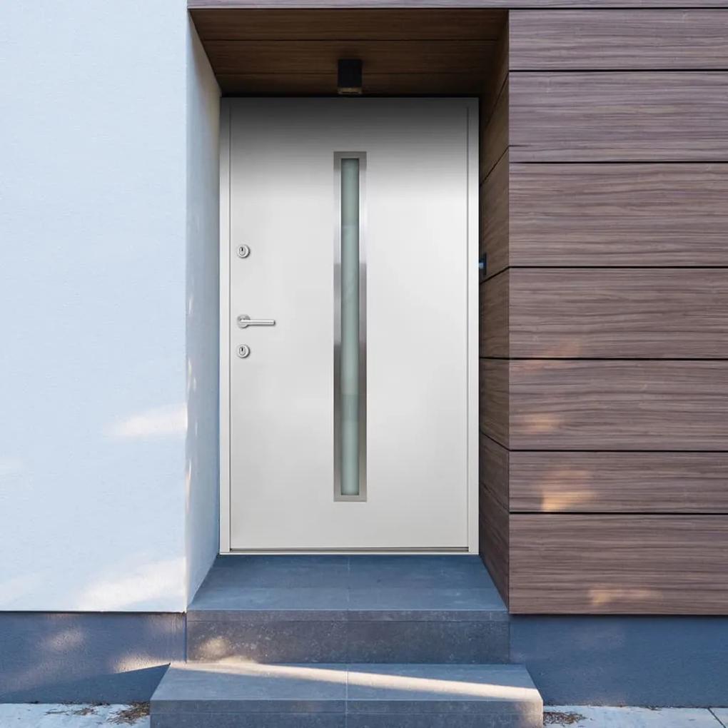 3059659 vidaXL Hliníkové vchodové dveře bílé 100 x 200 cm