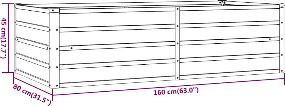 vidaXL Zahradní vyvýšený záhon rezavý 160 x 80 x 45 cm cortenová ocel [151958]