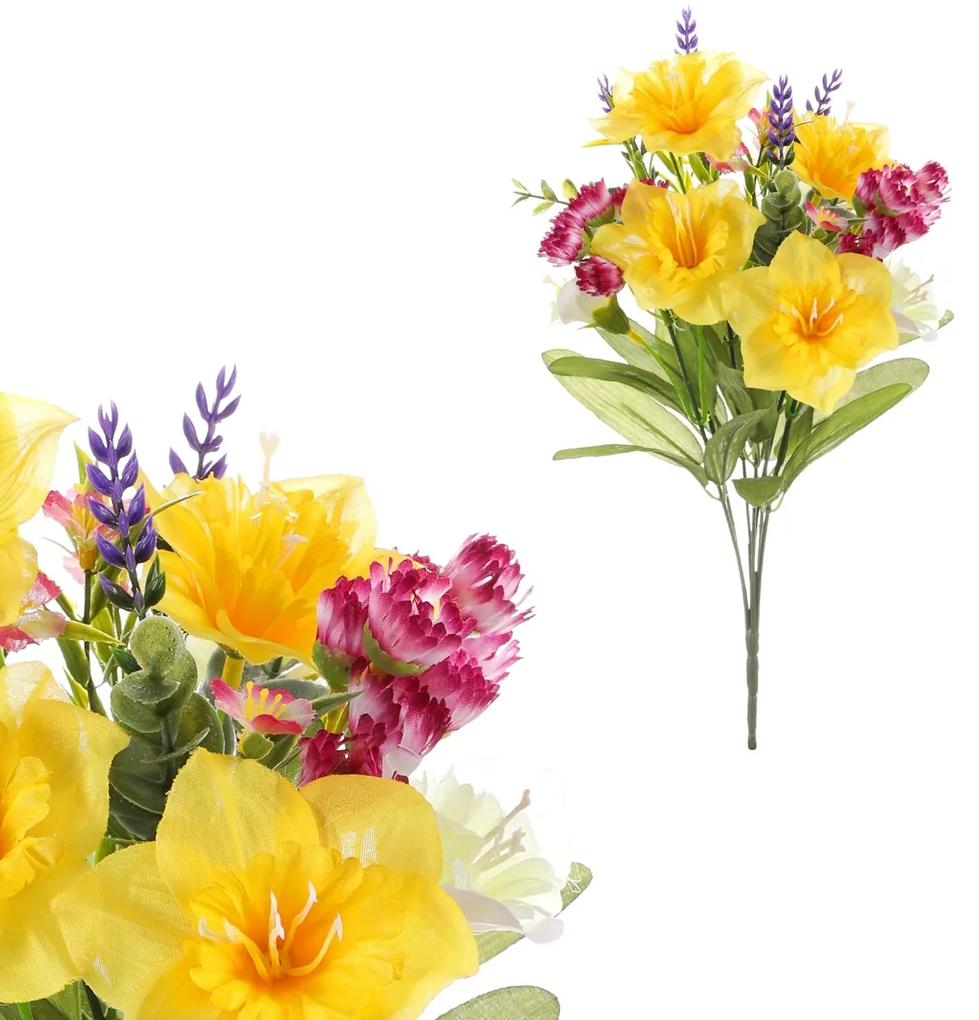 Mix umělých jarních květin, 25 cm