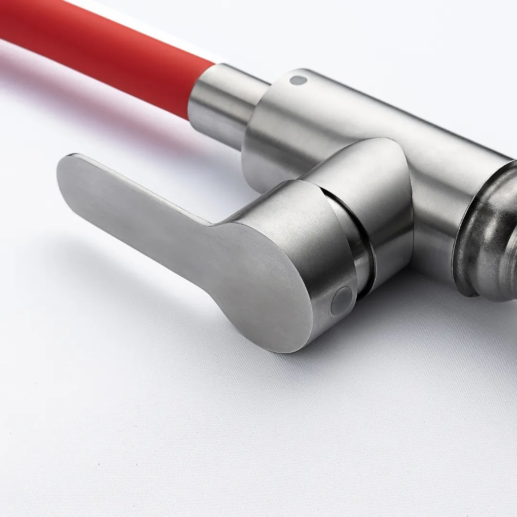 Velazo Dřezová baterie s flexibilním raménkem - VE-8105SR, červená/nerez