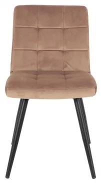 Jídelní židle OLIVE  50,5x44,5x82 cm samet růžový + černé nohy Light@Living 6740561