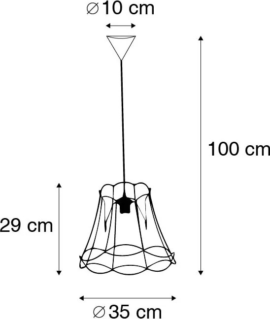 Retro závěsné svítidlo černé 35 cm - Granny Frame