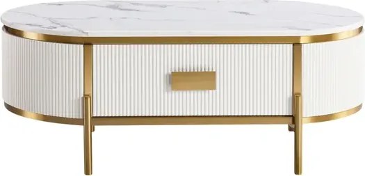 Konferenční stolek Stilig ST380C 124 cm zlatý/bílý mramor