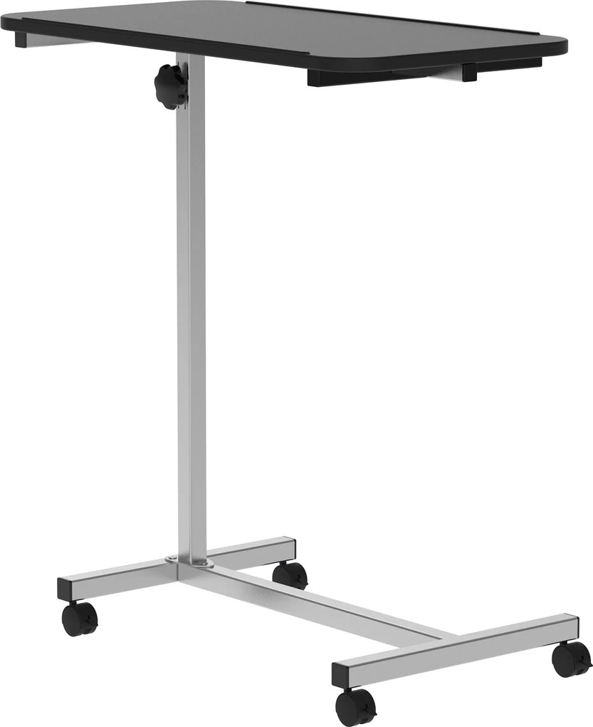 HOMCOM Systémový stolek na kolečkách s výškově nastavitelným kovovým rámem 113x40x76-100 cm Černý a Stříbrný | Aosom