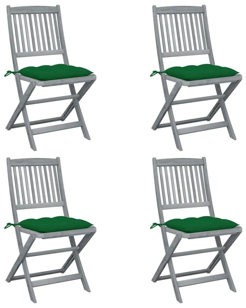 Skládací zahradní židle s poduškami 4 ks masivní akáciové dřevo,  3064583