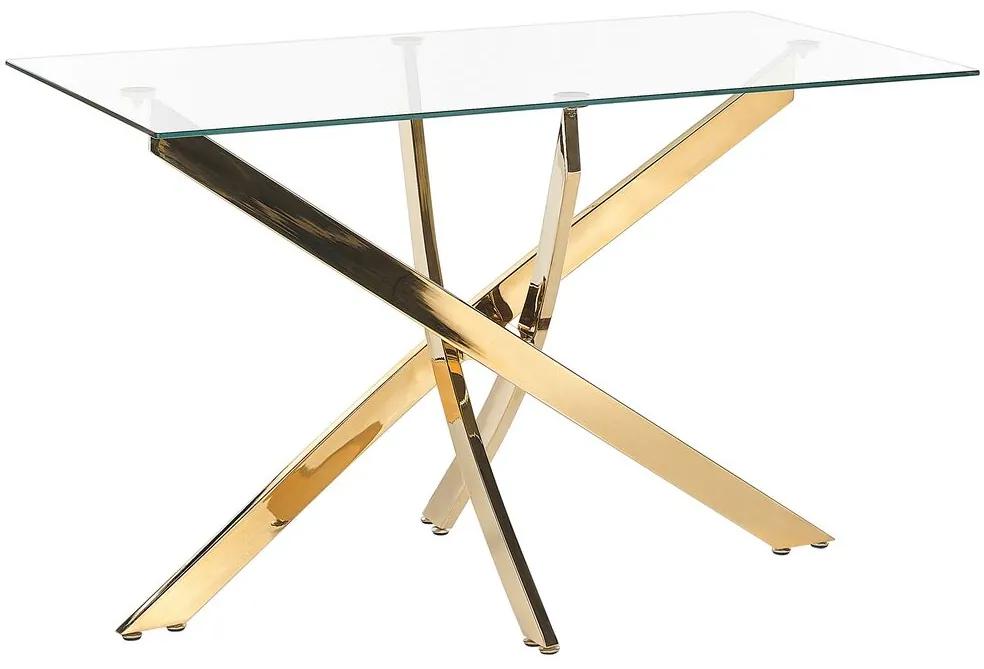 Jídelní stůl se skleněnou deskou 120 x 70 cm zlatý MARAMO Beliani