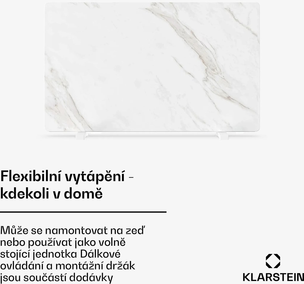 Klarstein MarmoHeat infračervený panel | 600 W | 5 - 9 m² | mramorový design | 70 cm x 100 cm
