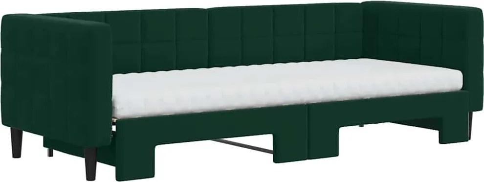 Válenda s přistýlkou a matracemi tmavě zelená 80 x 200 cm samet 3196710